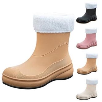 Generic Bottes de pluie pour femme, chaussures de jardin imperm&eacute;ables avec doublure en peluche, bottes de pluie antid&eacute;rapantes pour lext&eacute;rieur, chaudes et con