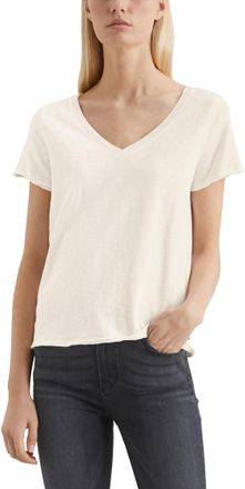 Marc O'Polo Denim Damen T-Shirt aus Bio-Baumwolle mit V-Ausschnitt, Wei&szlig; (Scandinavian White), XXS