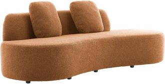 Sweeek Sweeek - Canap&eacute; virgule organique 3 places en tissu bouclette l 232 x p 97 x h 68cm en Bouclette Camel