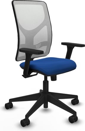 Piqueras y Crespo B&uuml;rostuhl mit 3D-Armen, h&ouml;henverstellbare Lendenwirbelst&uuml;tze, ausgestattet mit 3 Positionen und Schneidschaum, Wei&szlig;/Blau