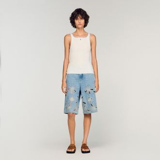 Sandro D&eacute;bardeur en maille c&ocirc;tel&eacute;e