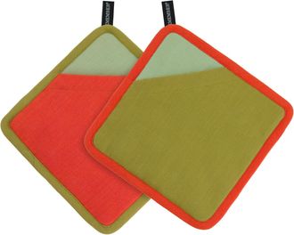 Remember Topflappen 2er Set Berry - 100% Baumwolle - Gestreife Topflappen