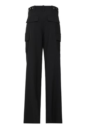 Bottega Veneta Womens Wool Cargo Trousers Blue Wide-Leg