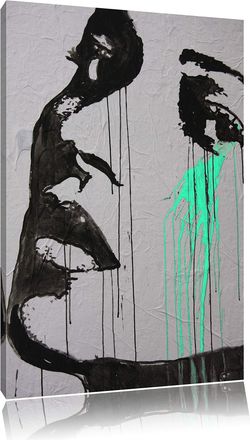 Pixxprint Abstrakt gezeichnete Frau B&W, Größe: 80x60cm, Leinwandbild, fertig gespannt, Wandbild, Dekoration, Kunstdruck, kein Poster
