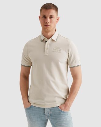PME Legend Poloshirt PME LEGEND Short sleeve polo stretch pique, Herren, Gr. 3XL, egret, Jersey, Obermaterial: 96% Baumwolle, 4% Elasthan, bestickt, unifarben, r