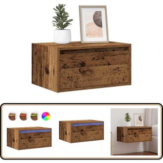 vidaXL vidaXL Wand-Nachttisch mit LED-Leuchten Altholz-Optik