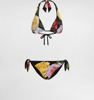 Dolce & Gabbana Gepolsterter Triangel-bikini Pfingstrosen- Und Rosenprint - Frau Bademode Drucken 2