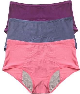 Generic Sous-v&ecirc;tements physiologiques de couleur unie pour femme - Sous-v&ecirc;tements en maille respirante - 3 pi&egrave;ces - Pantalon chaud d&eacute;contract&eacute;, Lot de 4, XXL