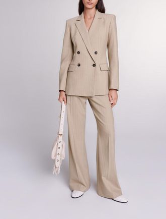 Maje Veste De Tailleur &Agrave; Rayures - Beige - Taille 42 - Maje
