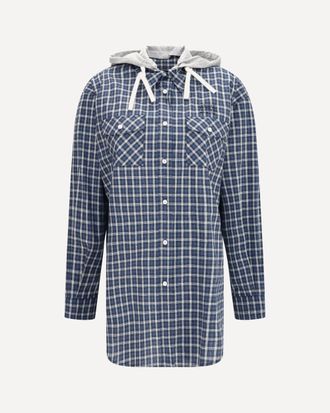 Miu Miu Checked Hooded Shirt Female 38