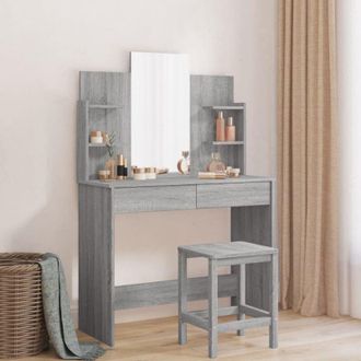 vidaXL Schminktisch mit Spiegel Grau Sonoma 96x39x142 cm - Vidaxl