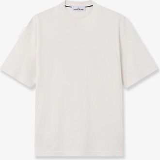 Stone Island Cotton T-shirt with tone-on-tone logo print on the front - STONE ISLAND - gender_Man