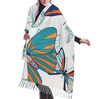 Generic Elégant Écharpe Magnifique nature animal papillon Echarpe Hiver Femme épais Shawl pour Mariage Party Homme 68X196cm