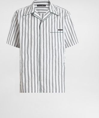 Dolce & Gabbana Crinkled Striped Poplin Hawaii Shirt - Mann Hemden n/d 38