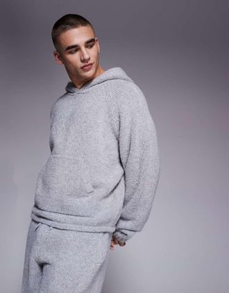 The Couture Club Sweat à capuche densemble en maille bouclée - Gris chiné