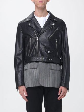Moschino Blouson biker en cuir dagneau avec design patchwork