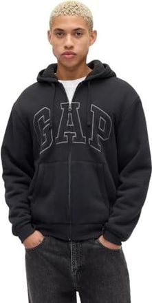 GAP Gap Sweat-Shirt zipp&eacute; avec Logo Sherpa pour Homme, Nuit sans Lune, Large