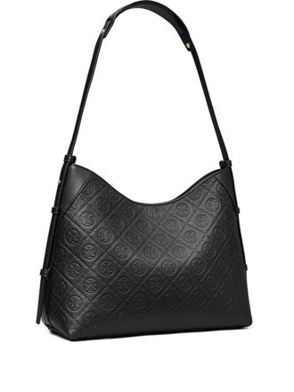 Tory Burch sac porté épaule T Monogram en cuir grainé - Noir