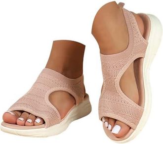 Generic Sandales orthop&eacute;diques pour femme - Coupe large avec soutien de la vo&ucirc;te plantaire - Sandales compens&eacute;es d&eacute;t&eacute; - Plateforme de marche - Chaussures d&eacute;co