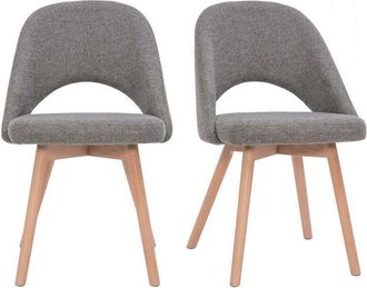 Miliboo Miliboo - Skandinavische Stühle aus grauen Stoff mit Samteffekt und massivem Buchenholz (2er-Set) cosette