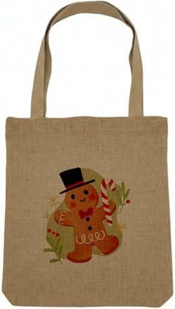 Fabulous Sac Shopping Tote Bag Aspect Lin - Bonhomme en Pain dEpice Magie de Noel Illustration Dessin - Sac de Courses Toile Epaisse 360g Beige Naturel Cabas P