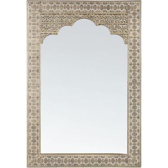 Beliani Beliani - Miroir mural oriental en m&eacute;tal dor&eacute; ajour&eacute; - Rectangulaire 60x90cm - Finition brillante - Accroche facile pour salon ou couloir