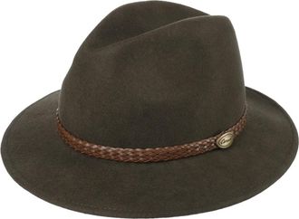 LIPODO Outdoor Traveller Wollfilzhut mit Garnitur Outdoorhut Made in Italy Herren Herbst Winter Oliv 55 cm