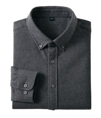 Generic Chemise habill&eacute;e de couleur unie for hommes, chemise d&eacute;contract&eacute;e &agrave; manches longues, r&eacute;sistante aux rides, coupe confortable classique(gris,4XL)