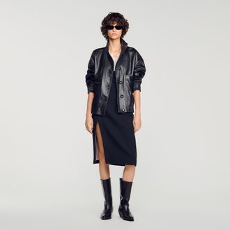 Sandro Oversize-Lederjacke