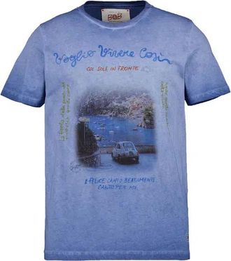 Bob Herren T-Shirt blau Baumwolle