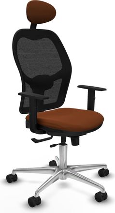 Piqueras y Crespo B&uuml;rostuhl mit 1D-Armen, h&ouml;henverstellbare Lendenwirbelst&uuml;tze und festes Kopfteil, ausgestattet mit Syncro/Traslack und injiziertem Schaumstoff, Schwar