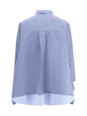 sacai Womens Striped Poplin Shirt Blue Stripe Cotton; Polyester