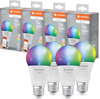 Ledvance Ledvance SMART+ MATTER LED-Lampe, kompatibel mit Google, Alexa, Apple, weiße Frost-Optik, 9,5W, 1055lm, E27, Farblicht, Weißlicht, App- oder Sprachste