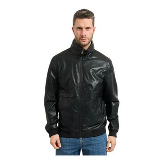 Guess Homme, Vestes, Noir, Taille: 2XL Blouson aviateur en similicuir