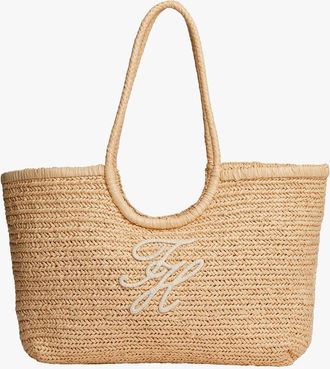 Tommy Hilfiger Sac cabas en paille &agrave; logo brod&eacute;