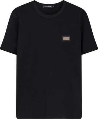 Dolce & Gabbana Homme, Tops, Noir, Taille: XL T-Shirt Ras du Cou C&ocirc;tel&eacute;