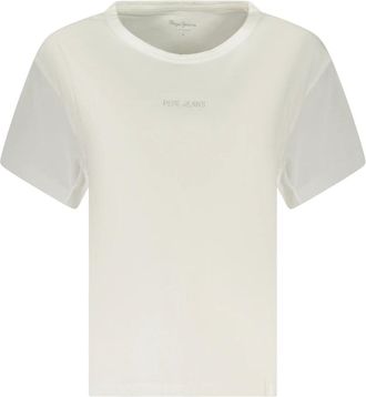 Pepe Jeans London Femme, Tops, Blanc, Taille: 40 FR T-Shirt &agrave; Manches Courtes