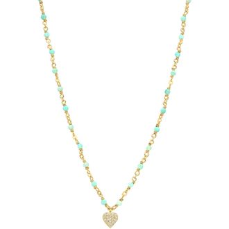 OrusBijoux Collier Argent Dor&eacute; Coeur Serti Blanc Pierres Amazonite
