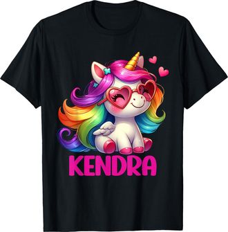 BDAZ Kendra Personalisierter Name, buntes Einhorn f&uuml;r Damen und M&auml;dchen T-Shirt