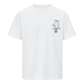 Flaneur Geripptes Rundhals-T-Shirt - - Tops - Herren - Wei&szlig; - 2XL