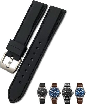 Generic 20mm 21 mm 22mm Gummi -Silikon Schwarz Blue Watchb&auml;nder f&uuml;r IWC Pilot 18 Uhren Sportgurt