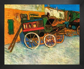 1art1 Vincent Van Gogh Poster Kunstdruck Bild und MDF-Rahmen - Die Postkutsche Von Tarascon, 1888 (50 x 40cm)