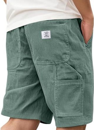 Generic Short cargo pour homme - Short d&eacute;t&eacute; classique - Poches multiples - Taille &eacute;lastique - En Corduroy - Couleur unie - D&eacute;contract&eacute; - Pantalon d&eacute;t&eacute; en velo