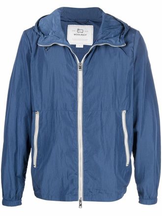 Woolrich coupe-vent zipp&eacute; &agrave; capuche - Bleu