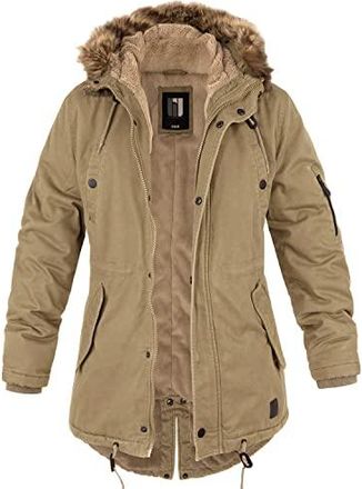 BW-Online-Shop Parka dhiver pour femmes avec doublure en polaire et queue de poisson, camel, S
