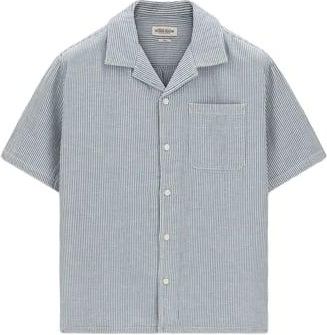 Guess Chemise manches courtes &agrave; rayures en coton et lin