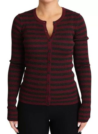 Dolce & Gabbana Womens Striped Viscose Cardigan Red Polyester Clothing