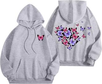 Generic Sweat &agrave; capuche imprim&eacute; tendance pour la Saint-Valentin 2026 (2), gris clair, XXL