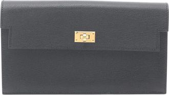 Hermès portefeuille Chèvre Chamkila Kelly Pocket (2024) - Noir