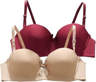Generic Soutien-gorge de sport lisse &agrave; armatures fines et demi-bonnets r&eacute;glables pour femme, Rouge, XL